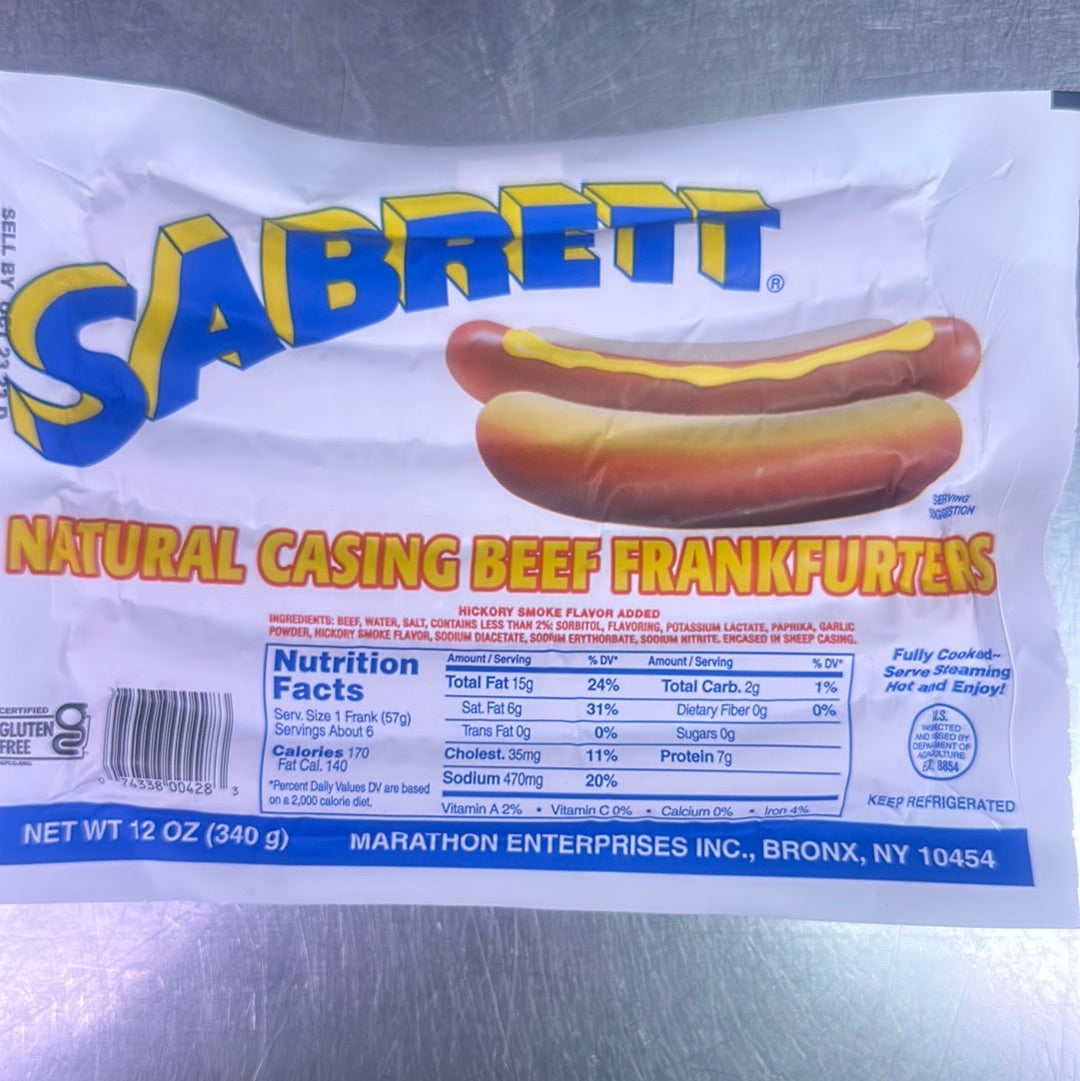 Sabrett® Natural Casing Beef Frankfurters 12 oz | Paisanos Butcher Shop