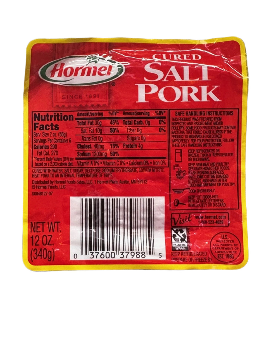 Hormel Cured Salt Pork, Hormel. 12 oz. | Paisanos Butcher Shop